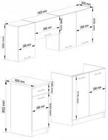 Kuchyňský set OLIVIA 1,8M - beton/bílá