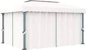 Altán se závěsy a světelnými LED řetězy 4 x 3 m krémově bílý 3070353