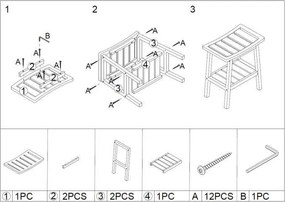 Koupelnový taburet BAMBOO s poličkou na doplňky
