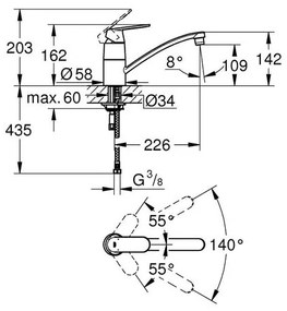 Grohe Eurosmart Cosmopolitan Dřezová baterie 32842000