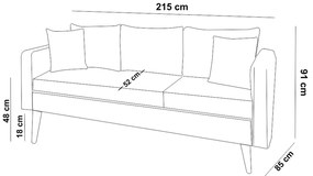 Hanah Home Pohovka SOFIA zelená 215 cm