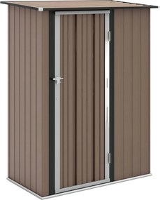Zahradní domek Outsunny 1,07 m² 142x84x189 cm kovový exteriérový domek se zámkem a odvodňovacími otvory pro ukládání nářadí hnědý | Aosom