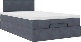 Osmanská postel s matrací &amp; LED tmavě šedá 120x190cm samet 3312537