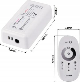 Stmívač LED pásků 12V 24V MONO dotykový dálkový ovladač 18A ovladač