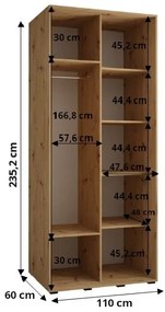 Šatní skříň INDIRA 3 - 110/60 cm, kašmír / černá