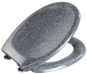WENKO 18902100-WC sedátko OTTANA 44,5x37,5 cm granit/šedá/stříbrná