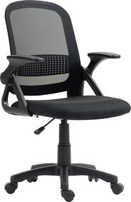 HOMCOM ergonomická síťovaná kancelářská židle se sklopnými područkami, bederní oporou a nastavitelným náklonem — černá | Aosom