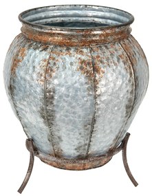 Šedá plechová dekorační váza s podstavcem Vall - Ø 32*42 cm