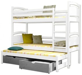 Patrová postel MASIV-V 002 90x200 cm  borovice masiv - BÍLÁ
