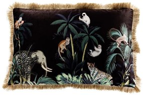 Barevný sametový polštář s třásněmi Jungle - 40*60*10cm