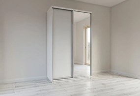 Skříň s posuvnými dveřmi 1400x2200x600 1LTD 1 Zrcadlo nymphea alba, profil stříbrný