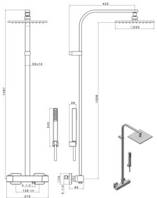 Sapho DIMY sprchový sloup s termostatickou baterií, černá mat, DM322BL