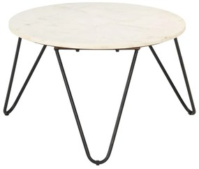 Konferenční stolek bílý 65x65x42 cm pravý kámen mramorový vzor - Default Title
