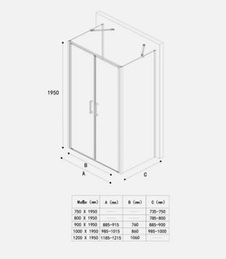 design sprchový kout RAVENA R66 - U-form 90-140cm