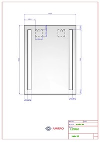 Zrcadlo do koupelny s dvěma LED pruhy - 60 x 80 cm s vypínačem - Lumina LED