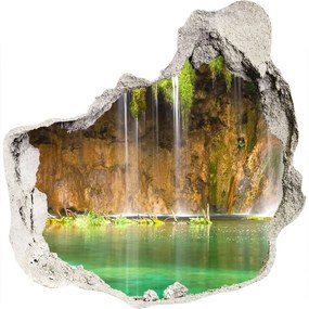 Wallmuralia Díra 3D ve zdi nálepka Plitvická jezera 75x75 cm