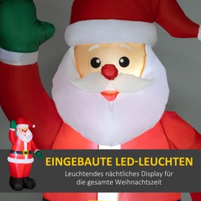 Outsunny Santa Claus, 1,84 m vysoký, s LED osvětlením, samonafukovací zahradní dekorace