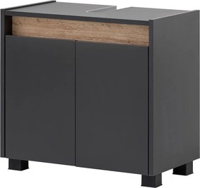 Schildmeyer Skříňka pod umyvadlo »Cosmo«, moderní otevírání dveří bez úchytek. (antracitová, Breite 56,9 cm)