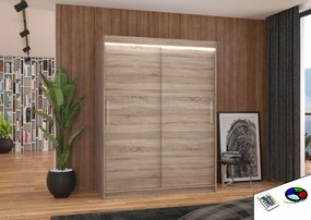 ADRK Furniture Posuvná skříň s LED osvětlením DENVER 150 SW-DEN-T-150+L-V117
