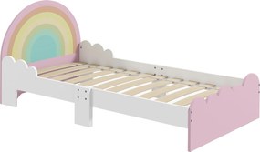 ZONEKIZ Dětská postel pro děti od 3 do 6 let 143x74x66 cm Dřevěná postel ve tvaru duhy Moderní nábytek do ložnice Nosnost 80 kg Růžová | Aosom