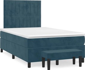 Box spring postel s matrací tmavě modrá 120 x 200 cm samet 3137957