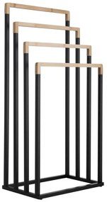 Erga Kona, čtyřramenný věšák na ručníky 45x29x94 cm, černá matná-hnědá, ERG-YKA-P.KONA-4-BLK