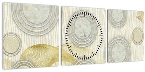 Obraz - Abstrakce, mramorové kruhy (s hodinami) (90x30 cm)