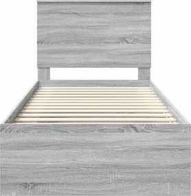 Rám postele Šedá Sonoma 100 x 200 cm Masivní borové dřevo 3409395