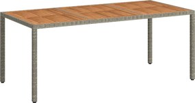 Zahradní stůl 190 x 90 x 75 cm polyratan a akáciové dřevo šedý 316723