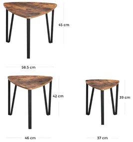 Vasagle Rustikální set tří konferenčních stolků různé rozměry