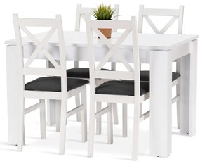 Jídelní sestava INTER stůl 120x80 + 4 židle bílá
