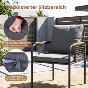 Costway 3Piece Ratanová sada zahradního salonku Prostorově úsporná venkovní