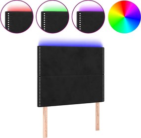 Čelo postele s LED černé 100x5x118/128 cm samet 3122328