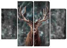Vícedílný obraz Jelen V Lese 3D Nedostatek Nedostatek Přírodní plátno 120x90