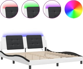 Rám postele s LED bez matrace Zadar bílý a černý 180x200 cm 3214130