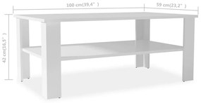 Konferenční stolek dřevotříska 100x59x42 cm bílá - Default Title