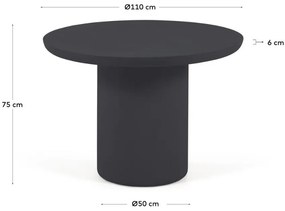 Černý betonový zahradní stůl Kave Home Taimi 110 cm
