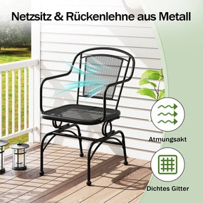 Costway Houpací křesla2Set z kovu černé barvy - závěsná křesla s jemným houpáním