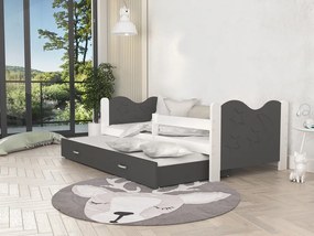 Dětská postel Denis s přistýlkou - šedo/bílá