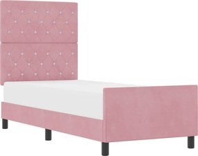 Postel s boxspringem s čelo Růžová 80 x 200 cm samet 3344842