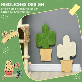 Škrabadla pro kočky nástěnná, design kaktus, zelená+bílá D30-763V00MX