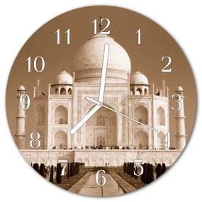 Skleněné hodiny kulaté Taj mahal