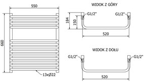 Mexen Apollo koupelnový radiátor 660 x 550 mm, 384 W, Bílá - W117-0660-550-00-20
