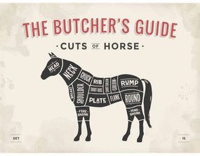 Cedule The Butchers Guide - Cuts Of Horse 40 x 30cm