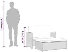 vidaXL Marketos 2dílná zahradní sedací souprava s poduškami polyratan šedá