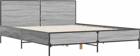 Rám postele šedý sonoma 135 x 190 cm kompozitní dřevo a kov 3280030