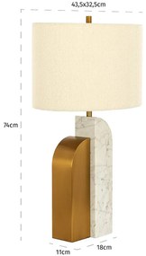 Zlato-bílá mramorová stolní lampa Richmond Liliana