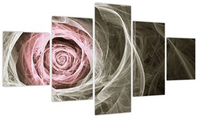 Obraz - Abstraktní růže světle růžová (125x70 cm)