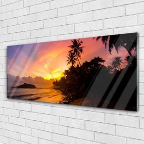 akrylový obraz Moře Slunce Palmy Krajina 125x50 cm