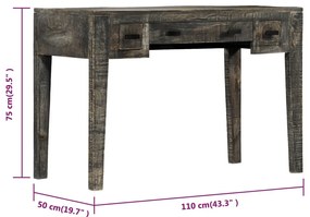 vidaXL Marketos Psací stůl černý 110 x 50 x 75 cm masivní mangovníkové dřevo